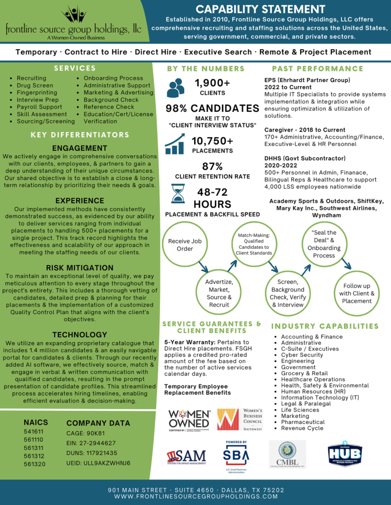Capabilities Statement - Frontline Source Group Holdings
